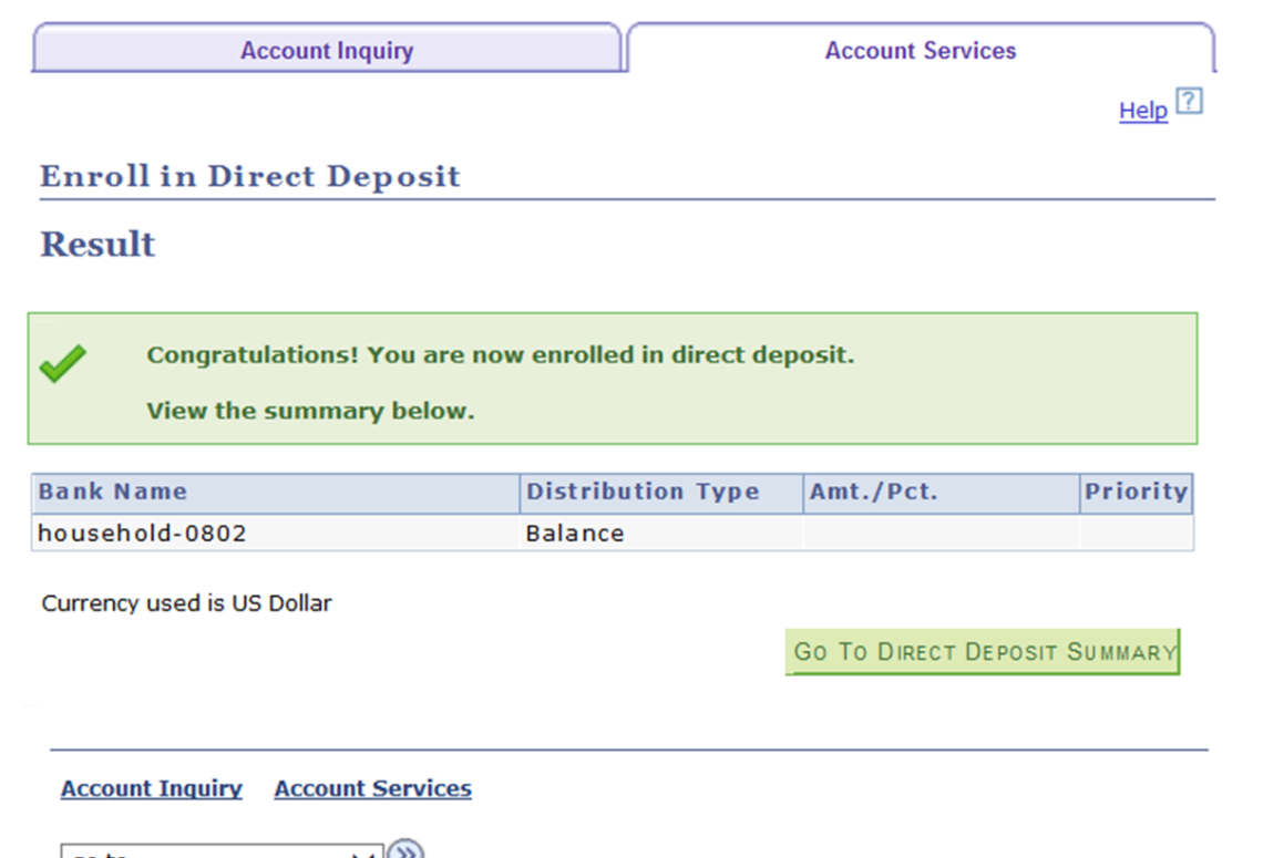 Enroll or Modify Direct Deposit – Student Financial Services